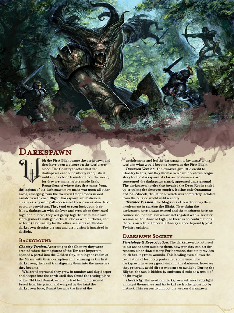 Darkspawn: Origins and Society | PDF | Dwarf (Dungeons & Dragons)