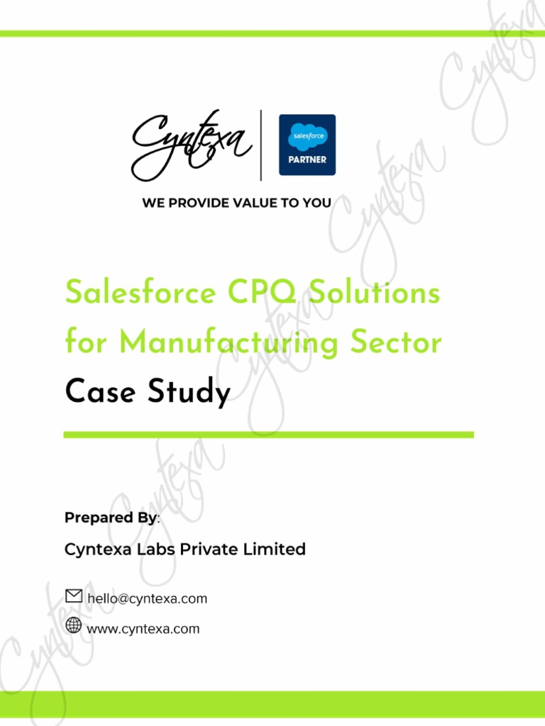 Salesforce CPQ Solutions For Manufacturing Sector Case Study - Compressed | PDF