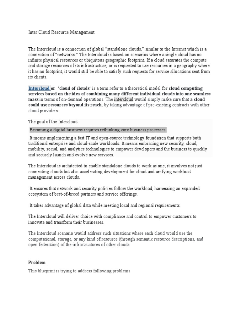Inter Cloud Resource Management Notes | PDF | Service Level Agreement ...