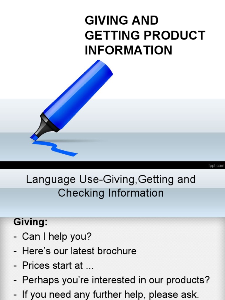 Week 5 - Giving & Getting Product Information | PDF