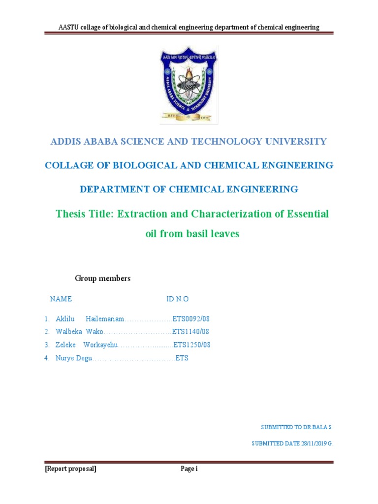 Addis Ababa Science and Technology University | PDF | Essential Oil | Basil
