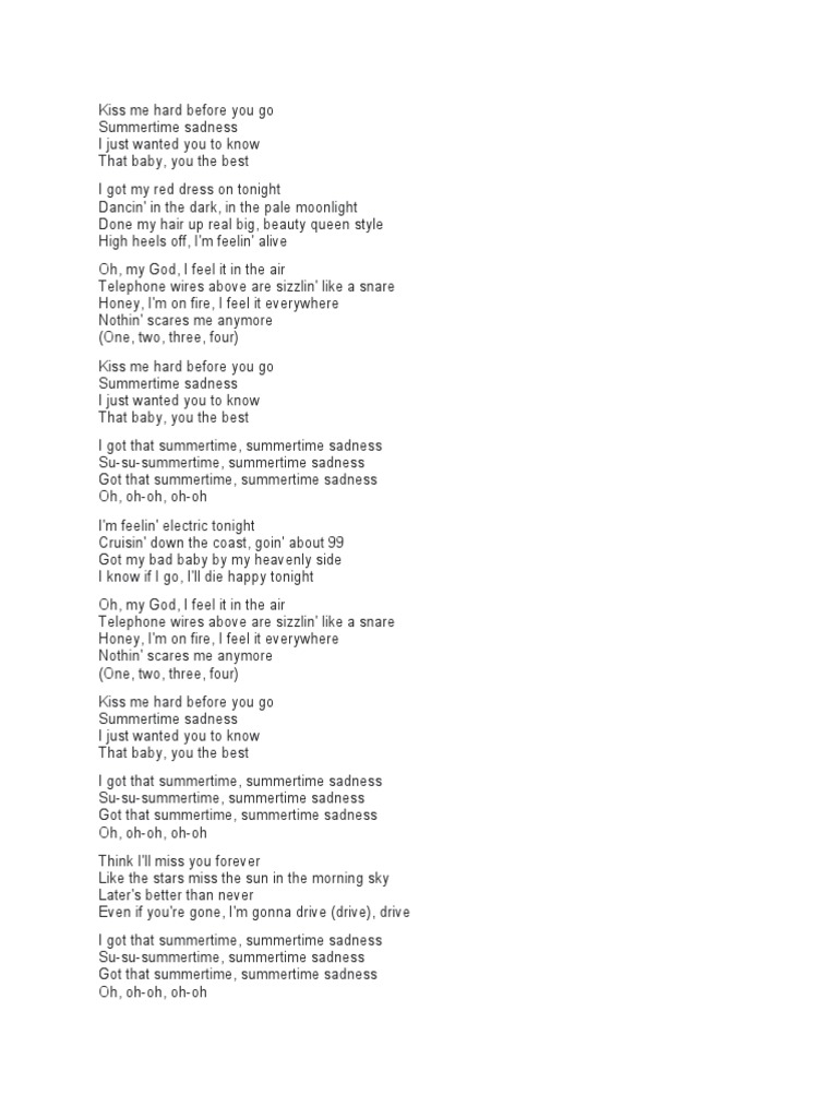 Kiss Me Hard Before You Go | PDF