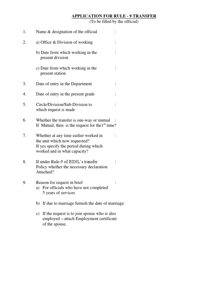 Application Form For Rule 9 Transfer Format | PDF | Justice | Crime ...