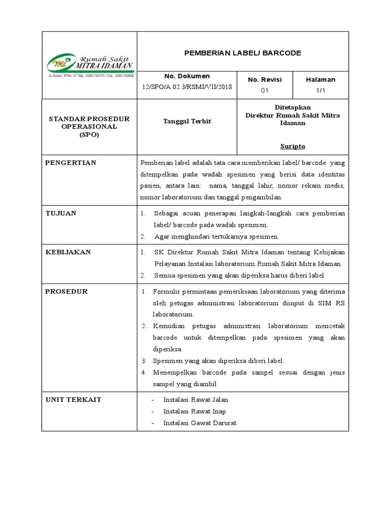 SPO 32 Pemberian Label | PDF