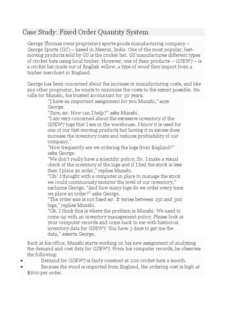 Case Study With Answers | PDF | Inventory | Business