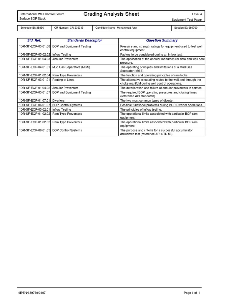 Grading Analysis Sheet: Std. Ref. Standards Descriptor Question Summary | PDF | Science ...
