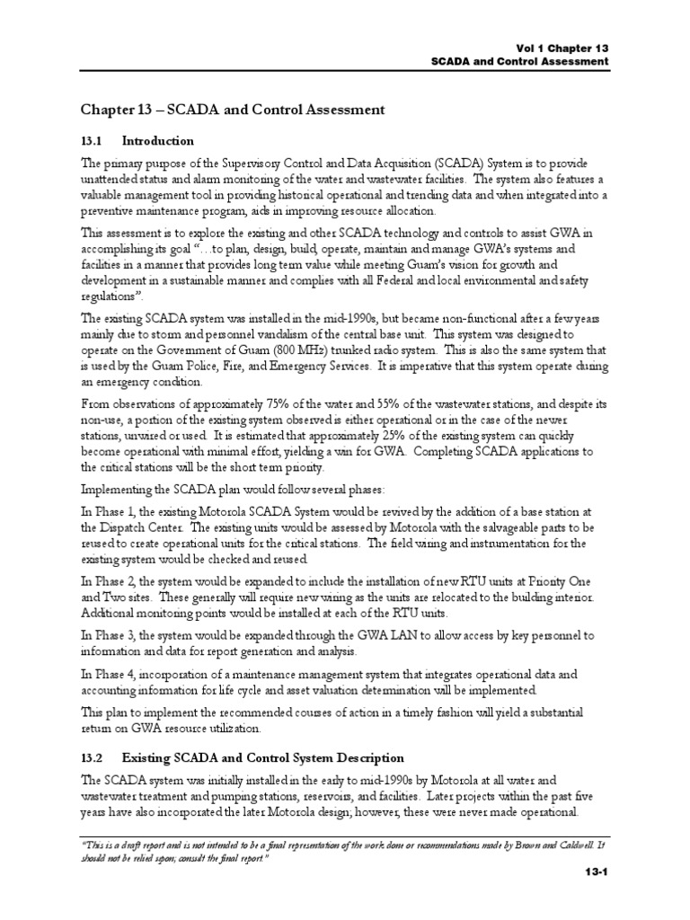 Vol 1 Chapter 13 Scada And Control Assessment Pdf Valve Scada