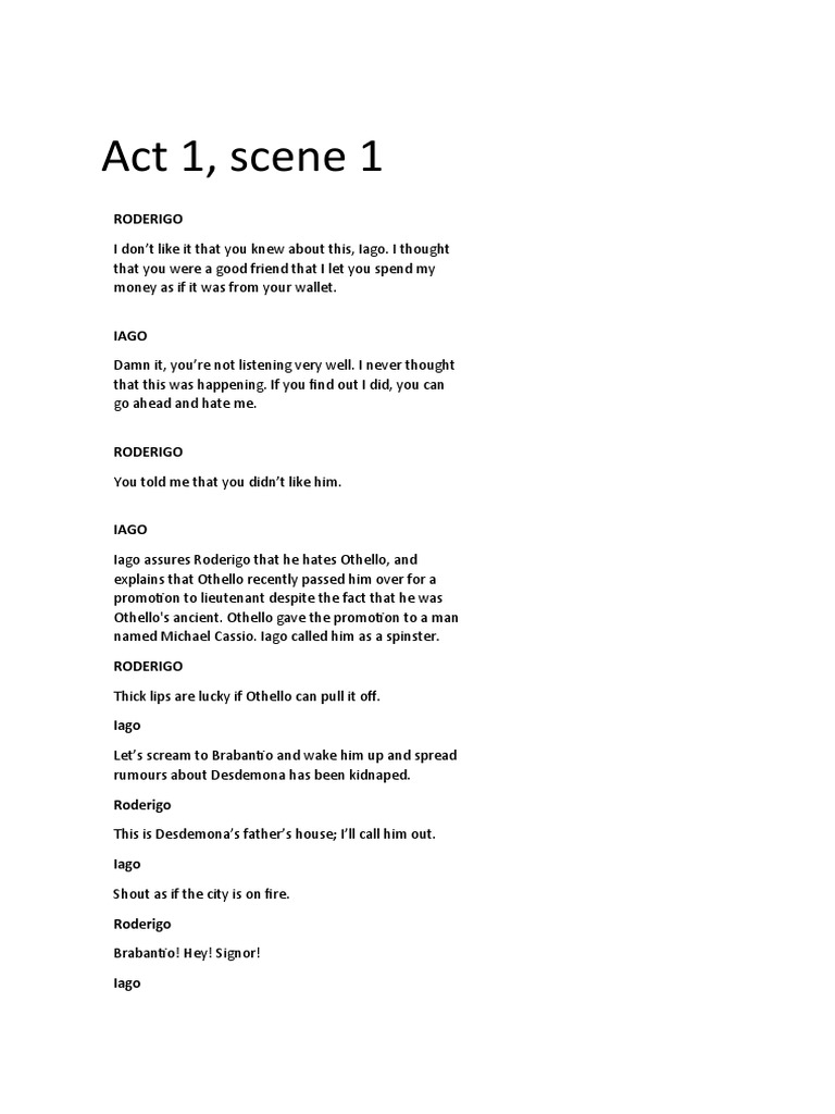 Analysis of Othello Acts. | PDF | Othello | Iago