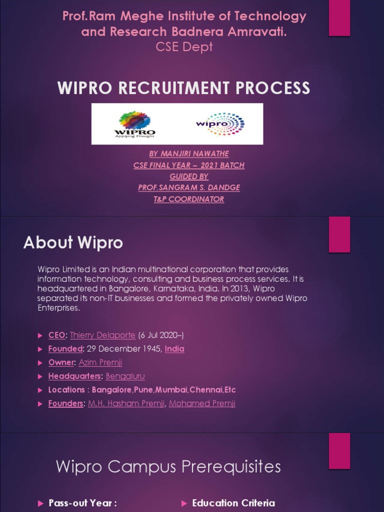 Wipro Recruitment Process | PDF | Artificial Intelligence ...