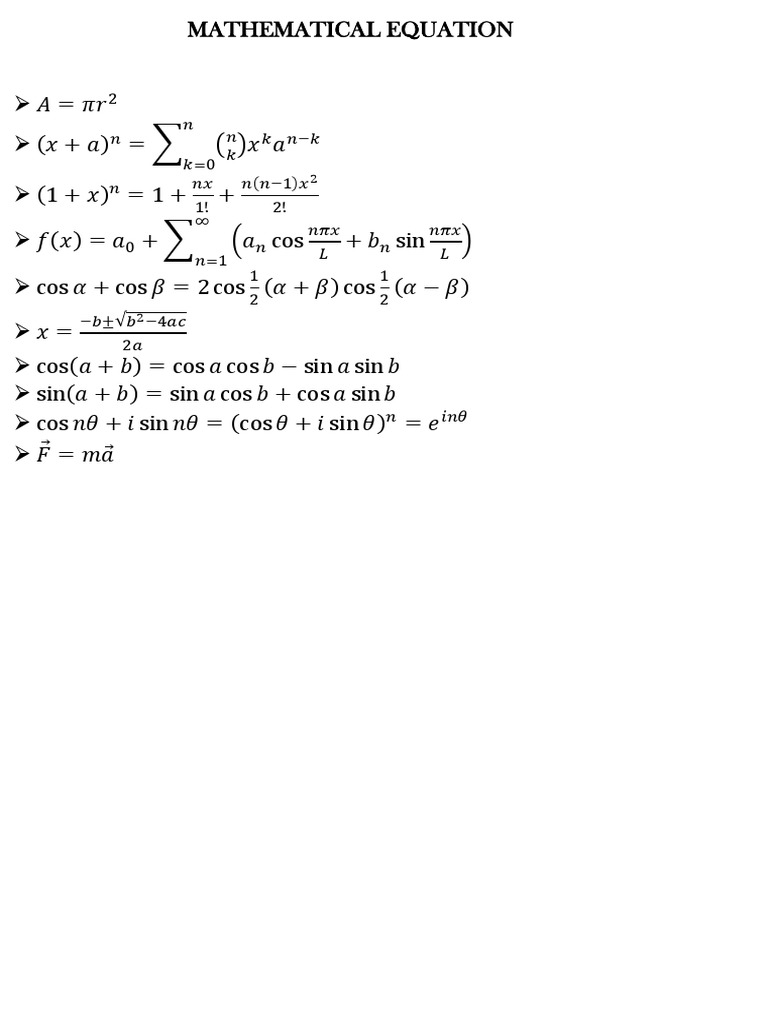 Mathematical Equation Sa | PDF