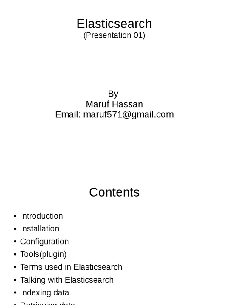 Elasticsearch: by Maruf Hassan | PDF | Database Index | Databases