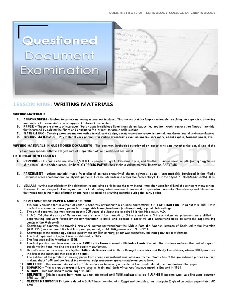Questioned: Document Examination | PDF | Papermaking | Paper