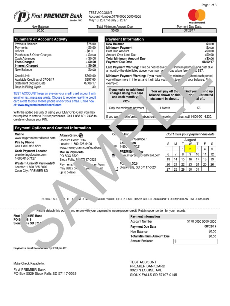 CONTENT 6 EStatement Sample 7.10.17 | PDF | Credit Card | Cheque