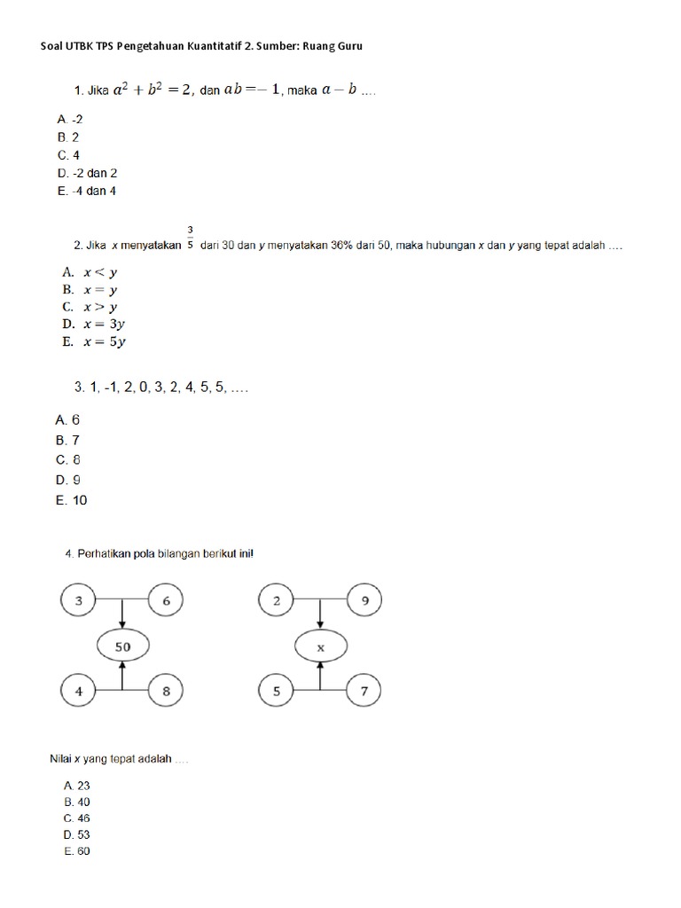 Soal UTBK TPS Pengetahuan Kuantitatif 2 | PDF
