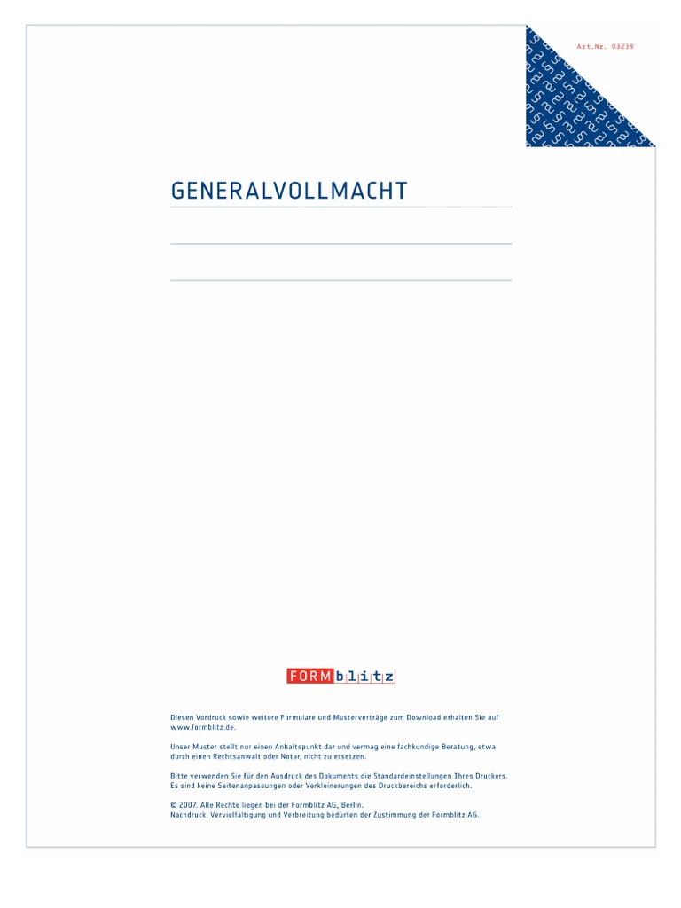 Generalvollmacht | PDF