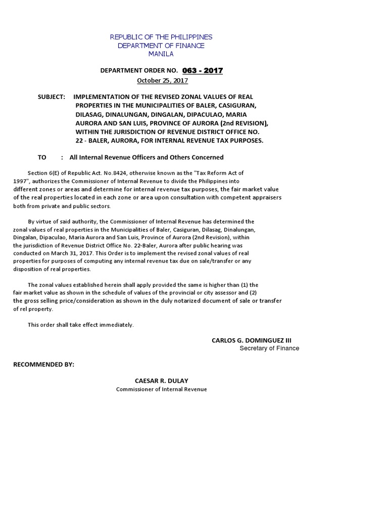 RDO No. 22 - Baler, Aurora | PDF | Market Value | Taxes