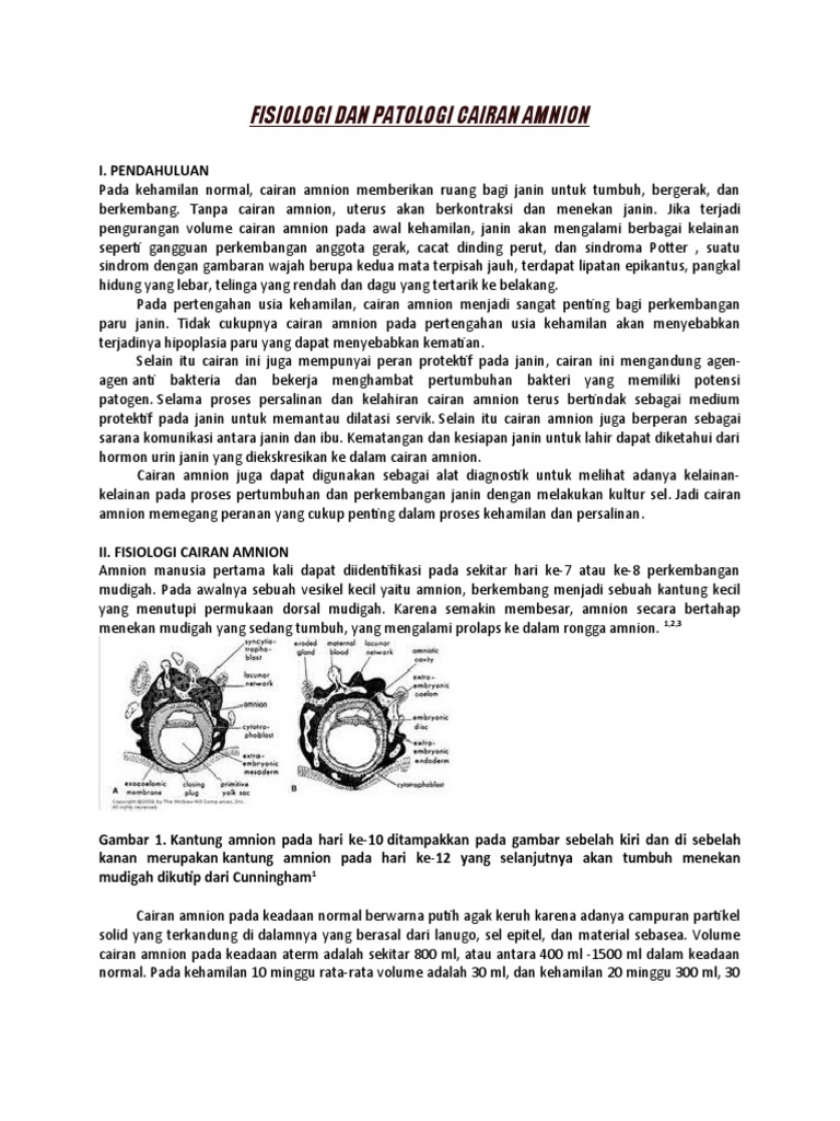 Fisiologi Dan Patologi Cairan Amnion | PDF