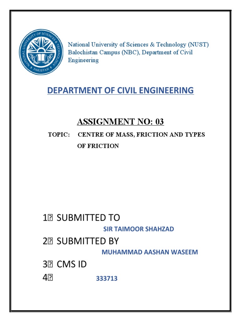 Engineering Mechanics Assignment | PDF | Friction | Force
