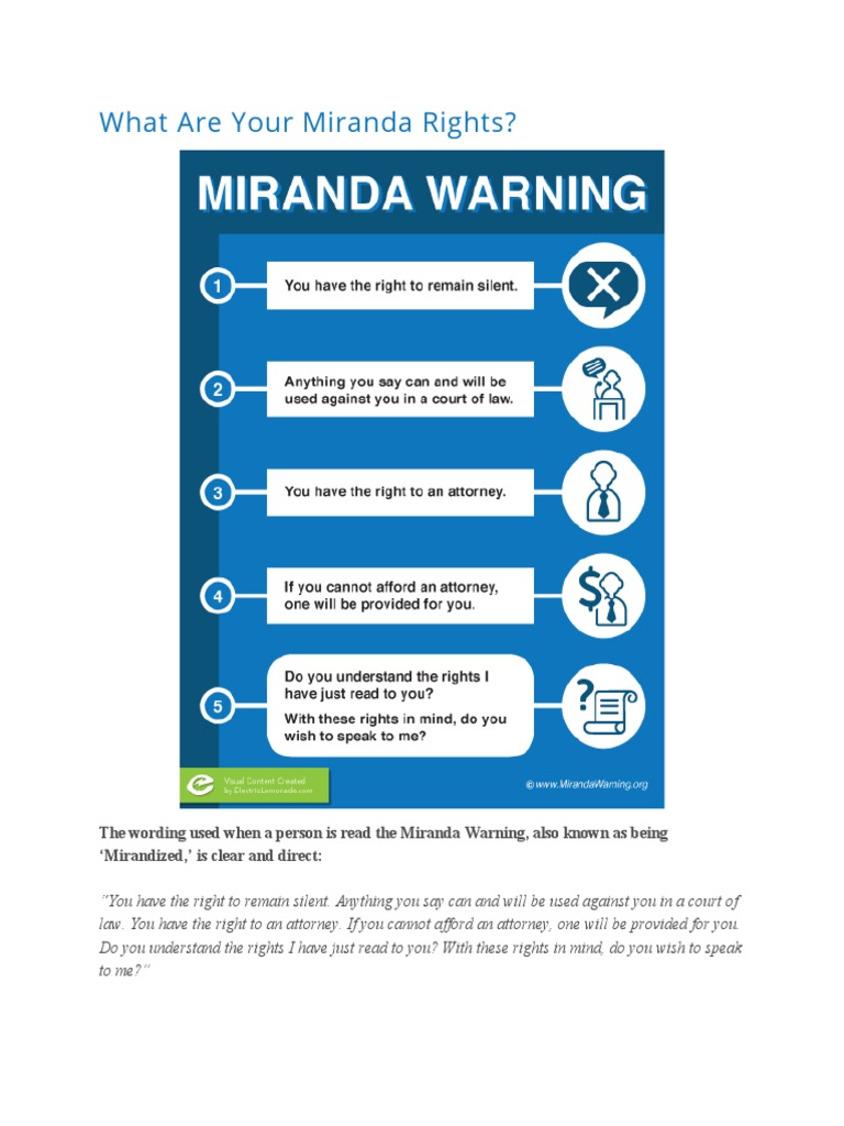 What Are Your Miranda Rights | PDF | Miranda Warning | Legal Action