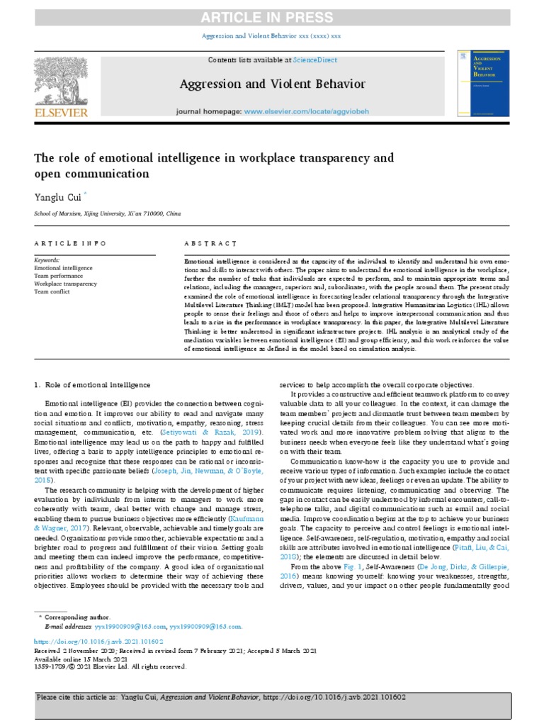 Transparency and Open Communication | PDF | Emotional Intelligence ...