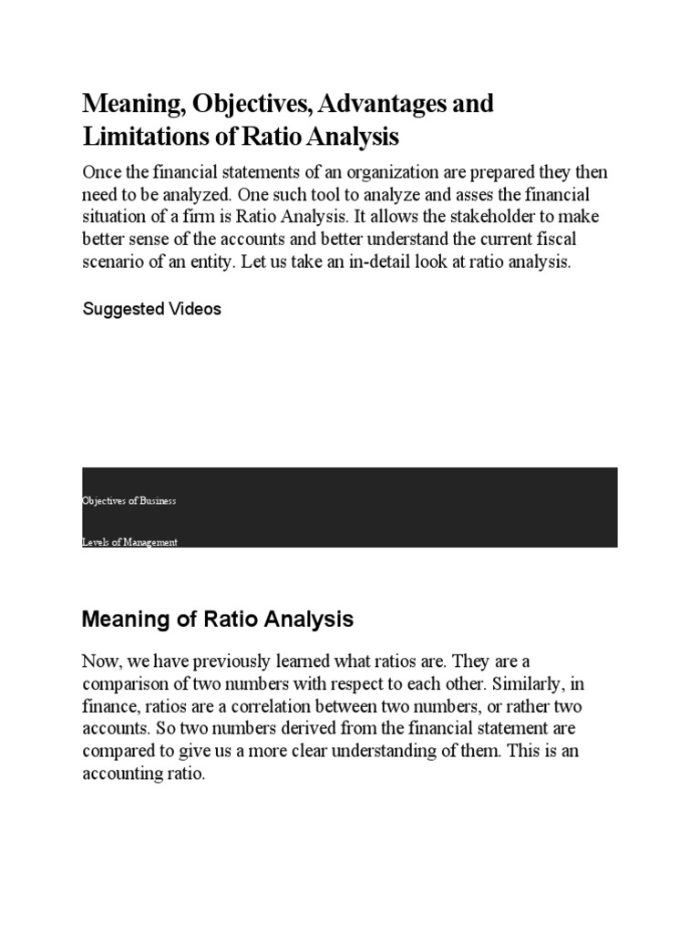 Limitations of Ratio Analysis Explained | PDF | Market Liquidity ...