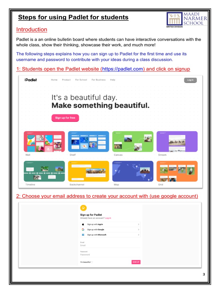 Steps For Using Padlet For Students: 1: Students Open The Padlet ...