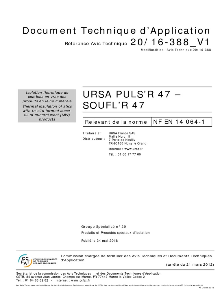 Isolation thermique URSA PULS'R 47 | PDF | Ventilation (Architecture ...