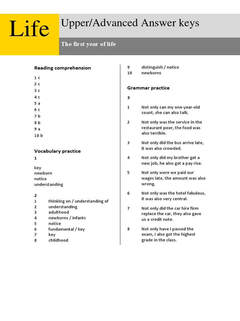 Life Advanced Answer Key | PDF