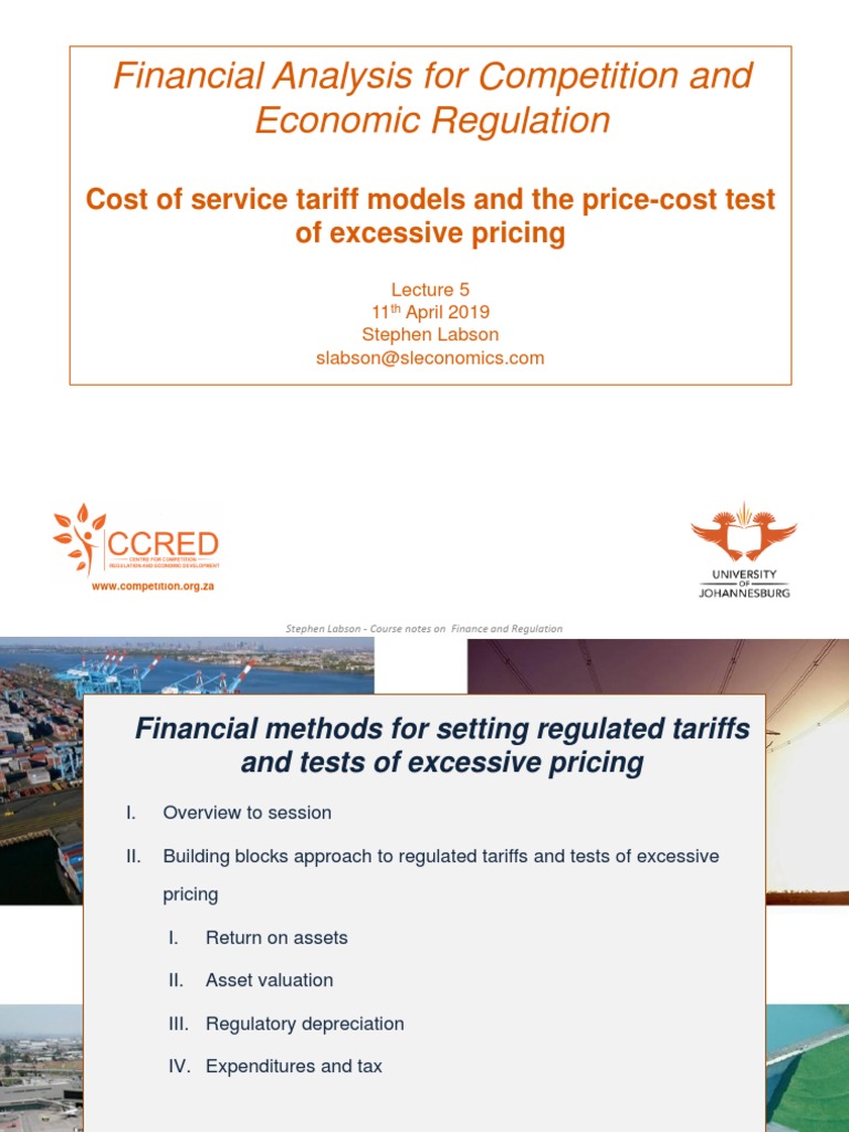 Lecture 5 - Cost of Service Tariff Models and The Price-Cost Test of ...