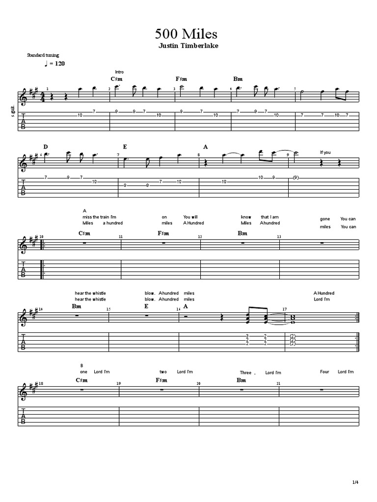 500 Miles Guitar Chords