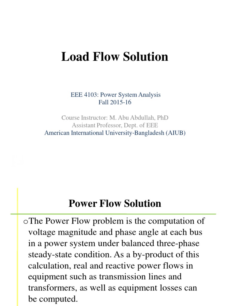 03 Load Flow Solution | PDF | Mathematical Analysis | Electromagnetism