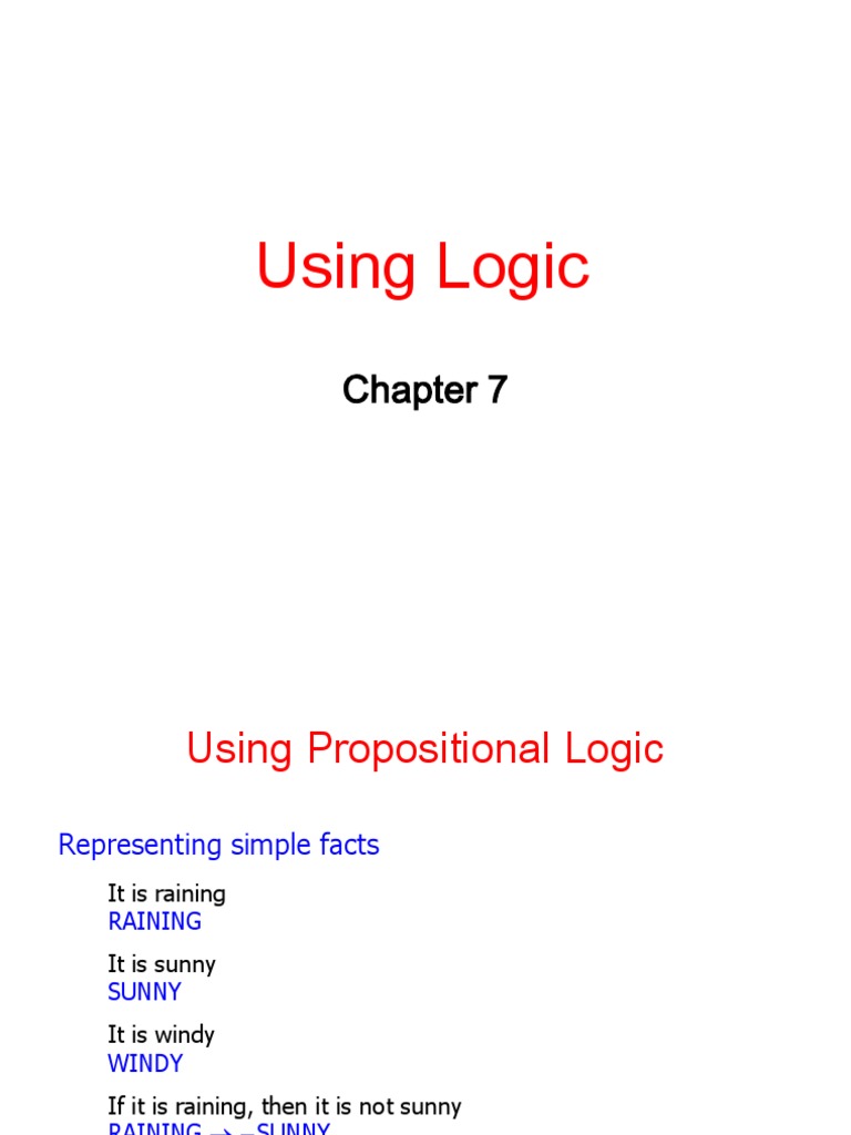 Chapter 7 Logic | Download Free PDF | Mathematical Logic | Logic