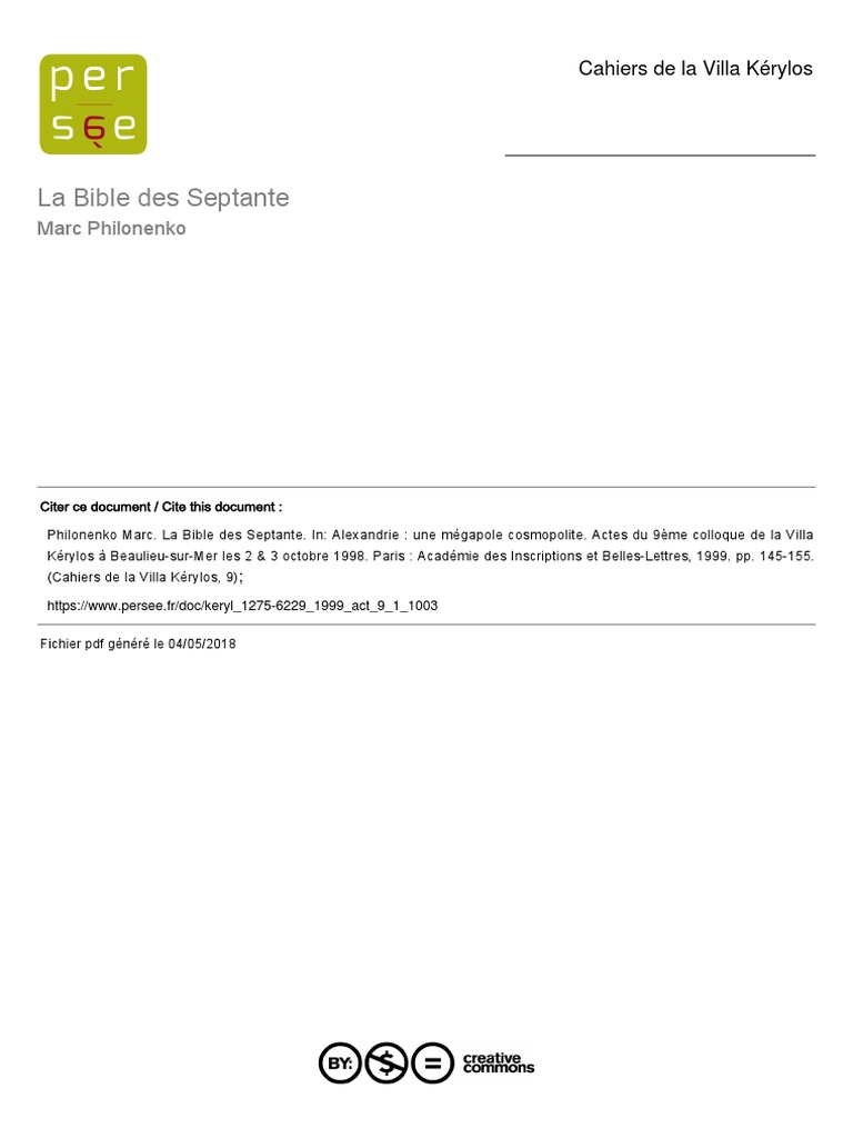 La Bible des Septante : Traduction et Impact | PDF | Septante | Bible ...