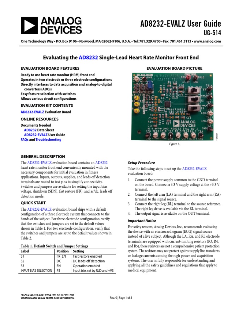 AD8232-EVALZ User Guide: Evaluating The Single-Lead Heart Rate Monitor ...