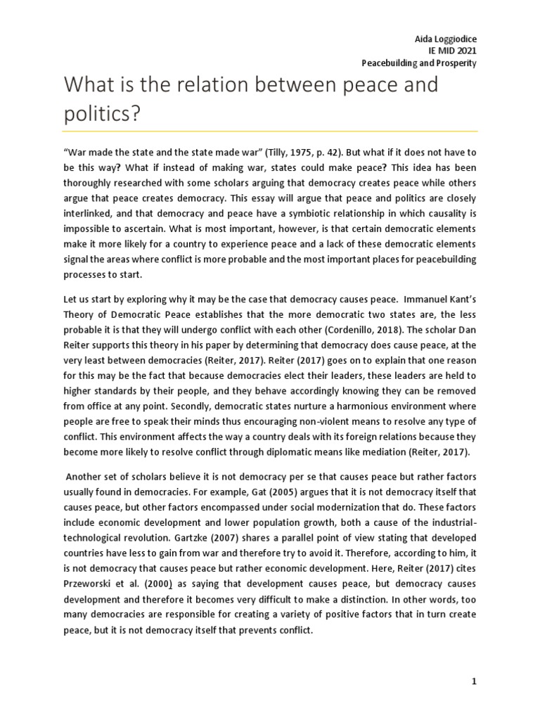 What Is The Relation Between Peace and Politics? | PDF | Peace | Democracy