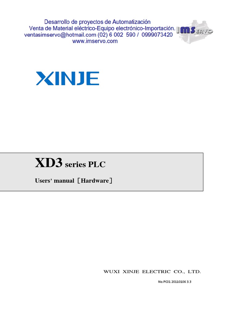 XD Hardware Instructions | PDF | Programmable Logic Controller | Input ...