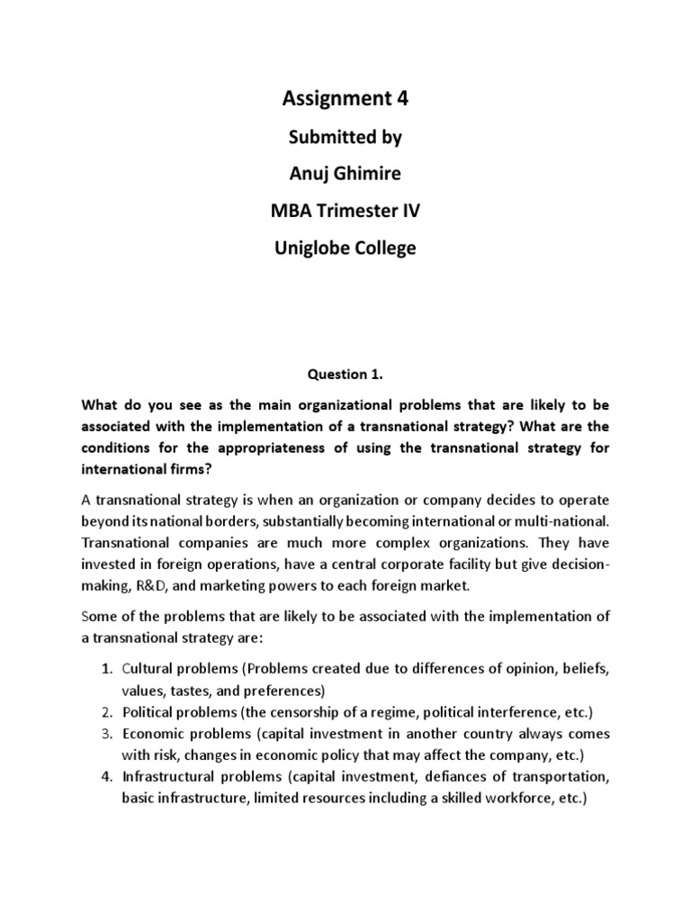 IB Assignment 4 (GHIMIRE - Anuj) | PDF | Franchising | Pricing