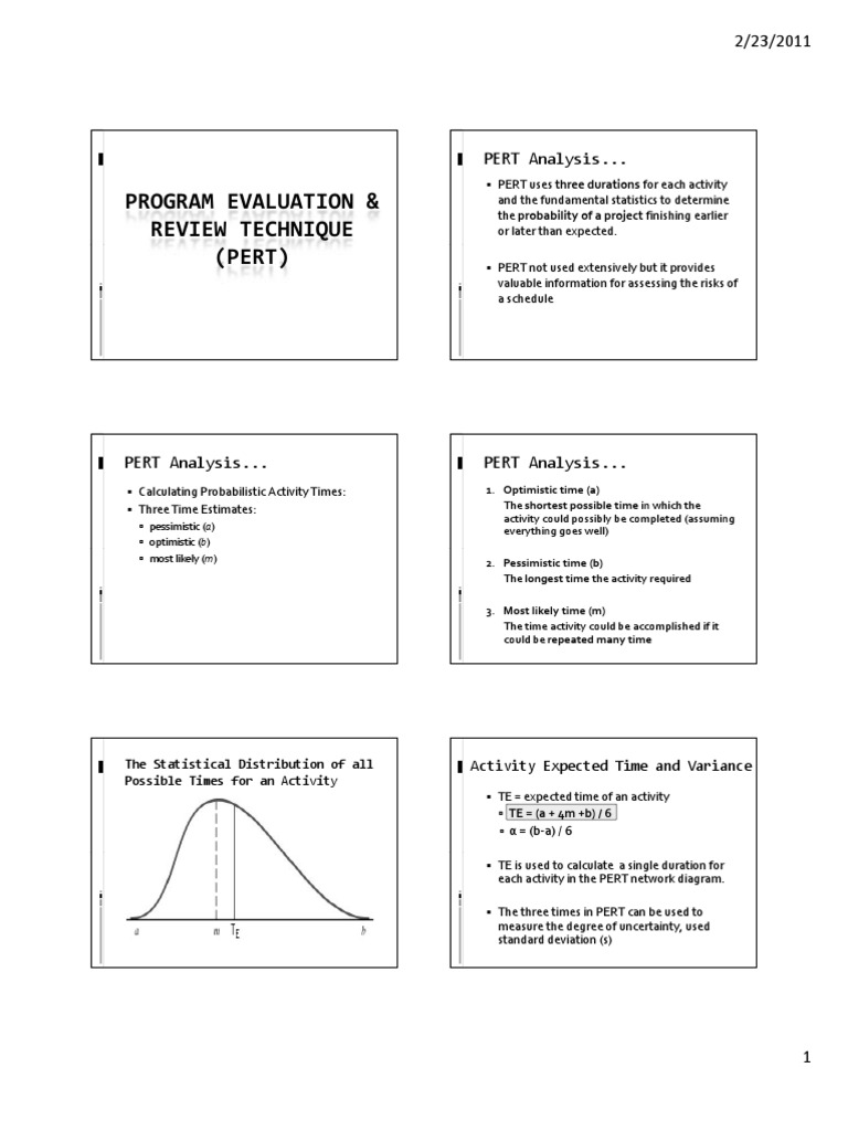 PERT analysis probability project completion | PDF | Standard Deviation ...