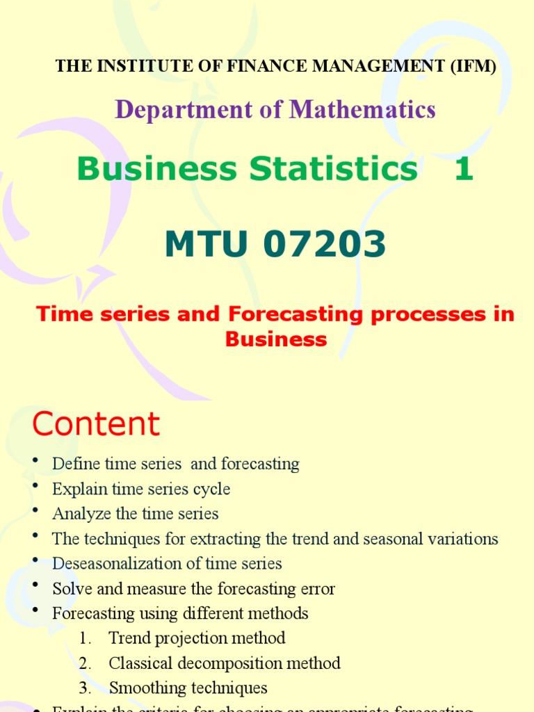 Time Series And Forecasting Pdf Seasonality Forecasting