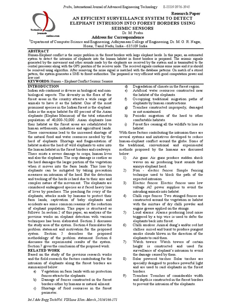 An Efficient Surveillance System To Detect Elephant Intrusion Into ...