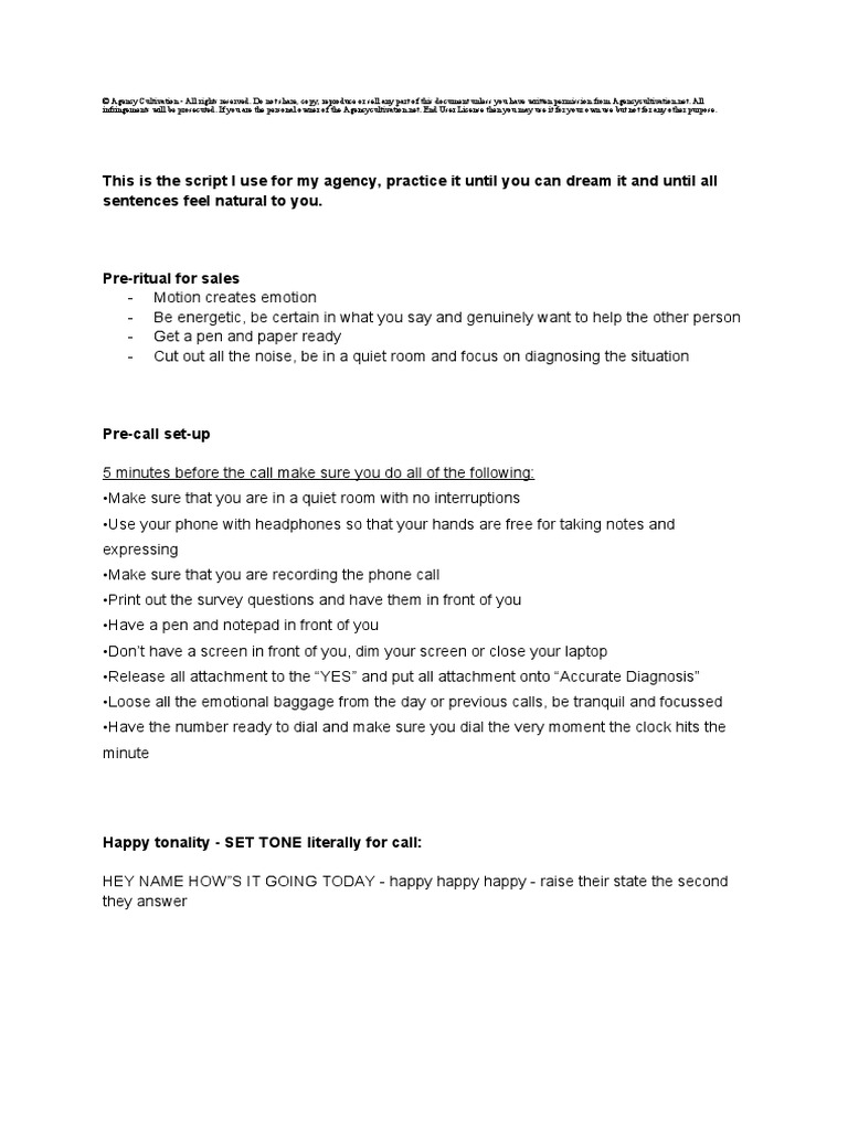 This Is The Script I Use For My Agency, Practice It Until You Can Dream ...