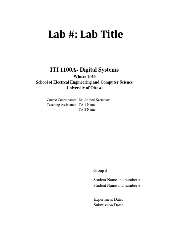 ITI1100A-Model - Lab-Report | PDF | Logic Gate | Digital Electronics