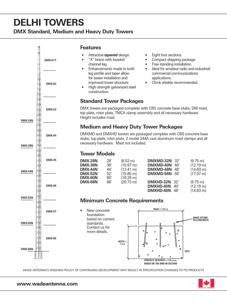 Delhi Towers: DMX Standard, Medium and Heavy Duty Towers Features | PDF ...