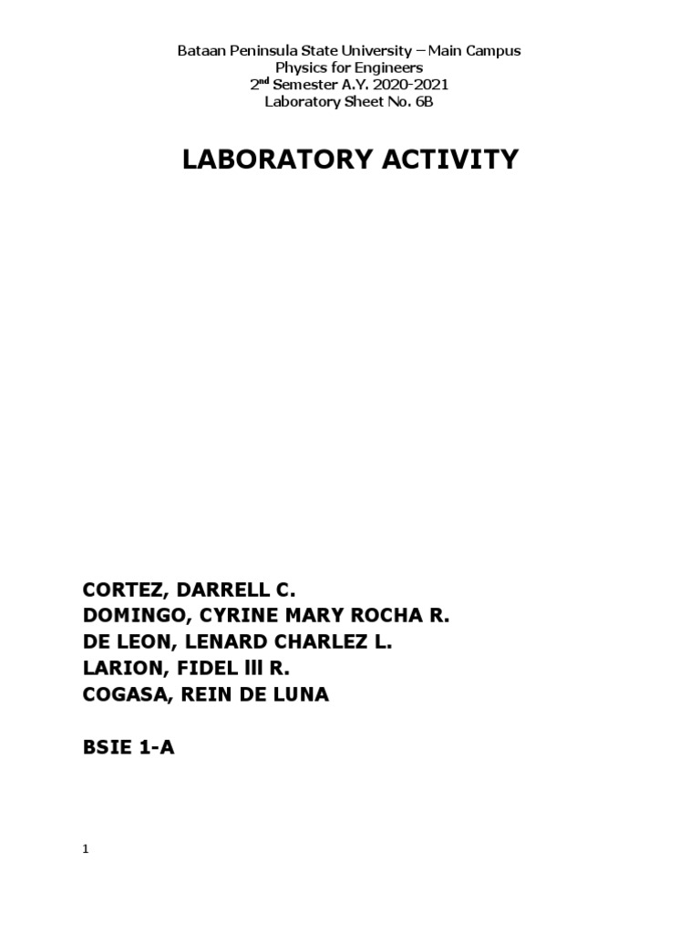 Laboratory Activity Group.6b | PDF | Force | Mass