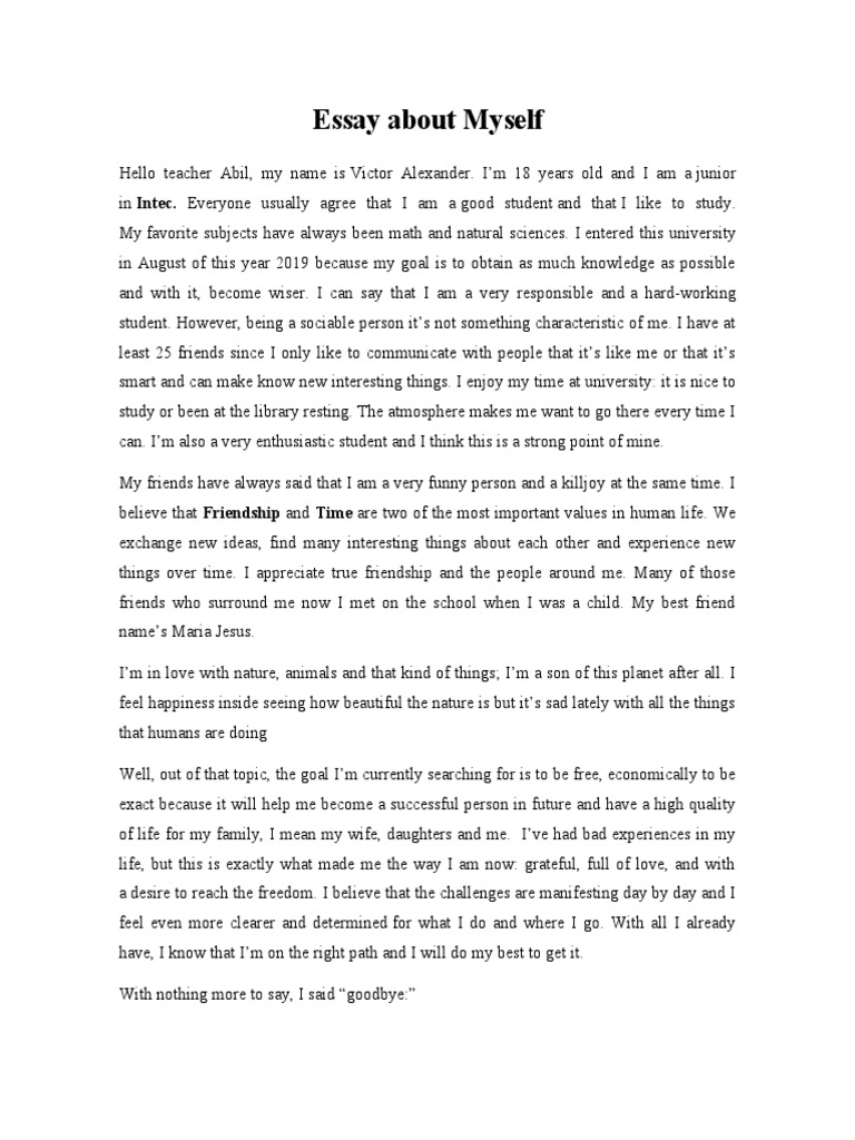Essay About Myself | PDF | Wellness