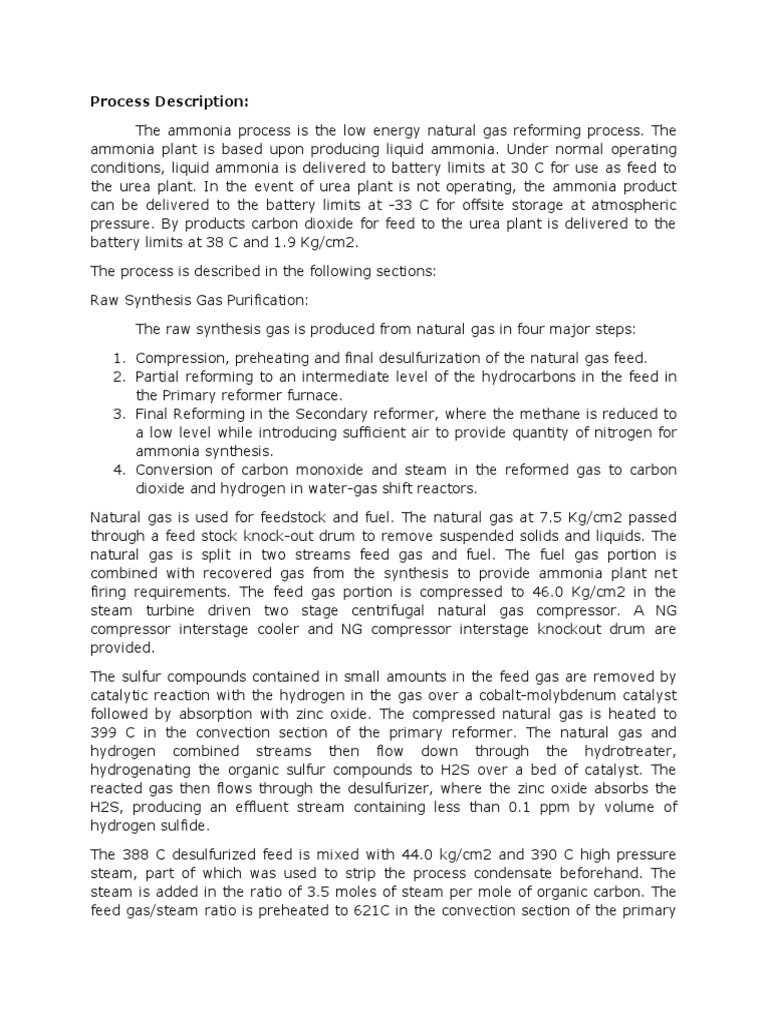 NH3 Process Description | PDF | Natural Gas | Carbon Dioxide