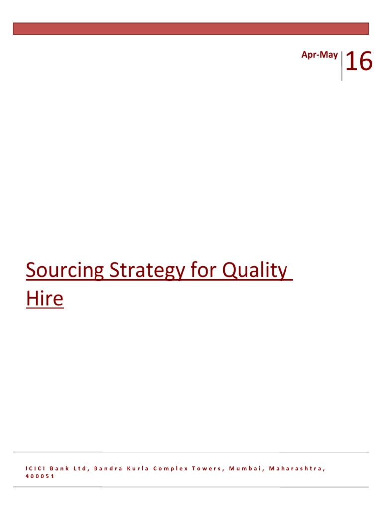 Sourcing Strategy For Quality Hire: Apr-May | PDF | Competence (Human ...
