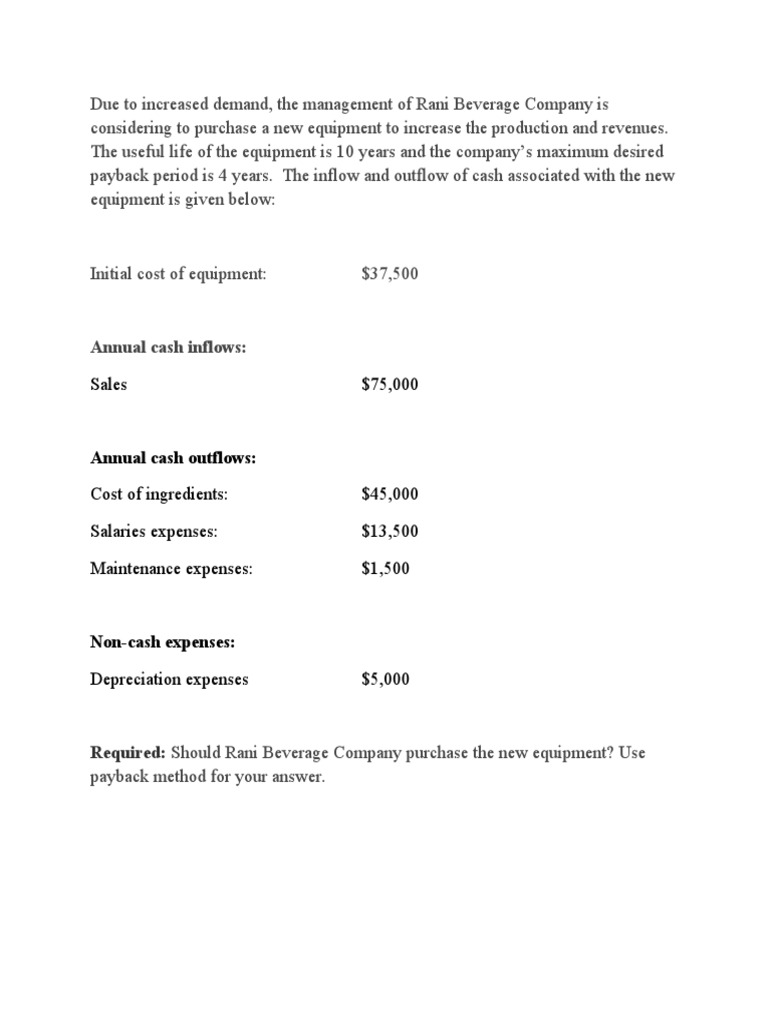 Payback Period Sample | PDF