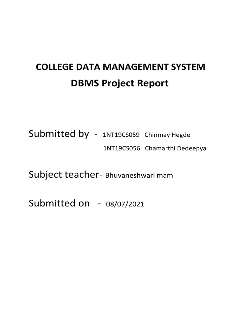 College Data Management System Project | PDF | Databases | Information Management