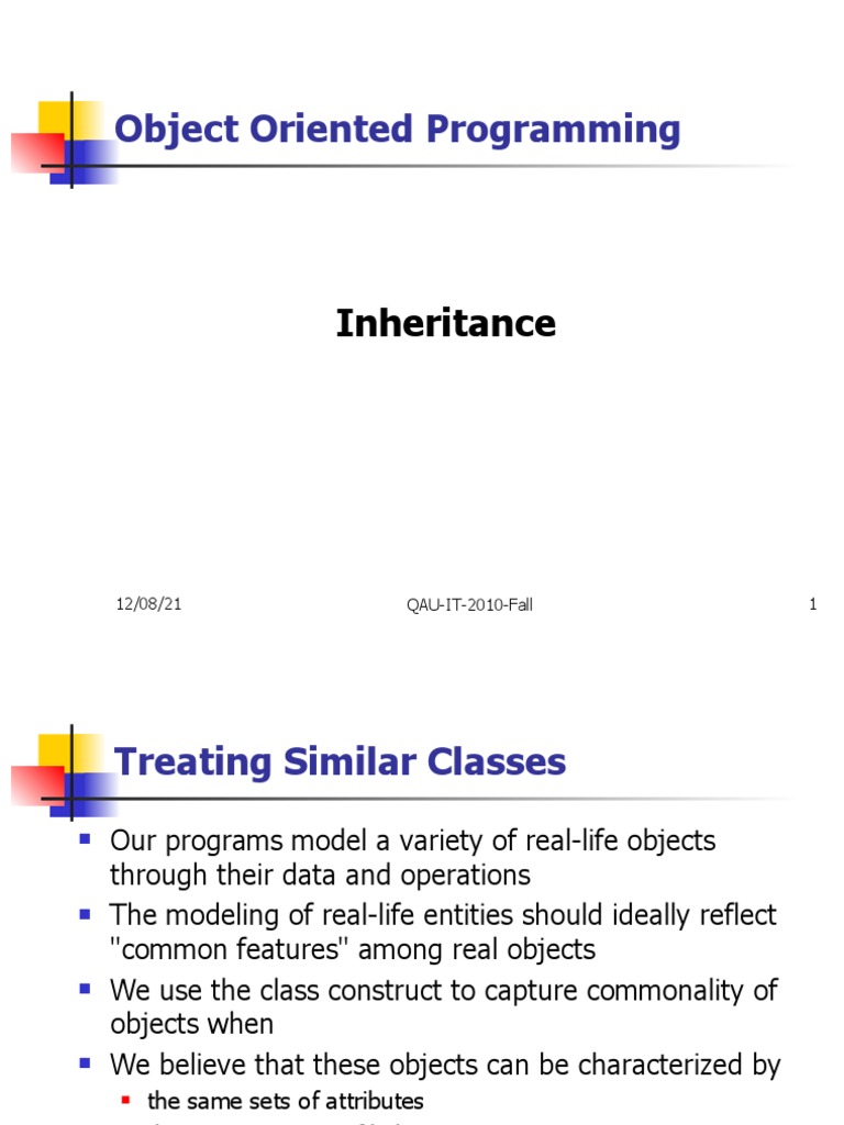Object Oriented Programming Inheritance Pdf Inheritance Object Oriented Programming